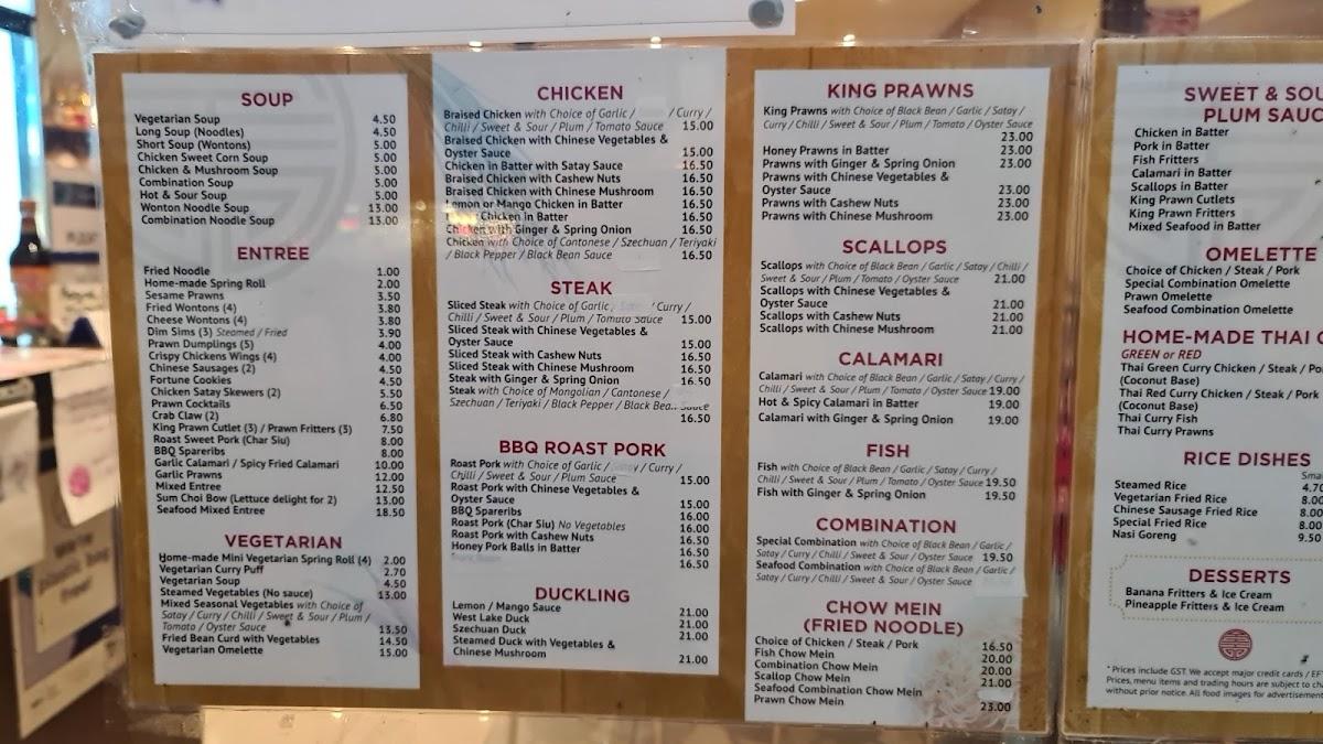 Menu at Central Cottage Chinese Restaurant, Hastings