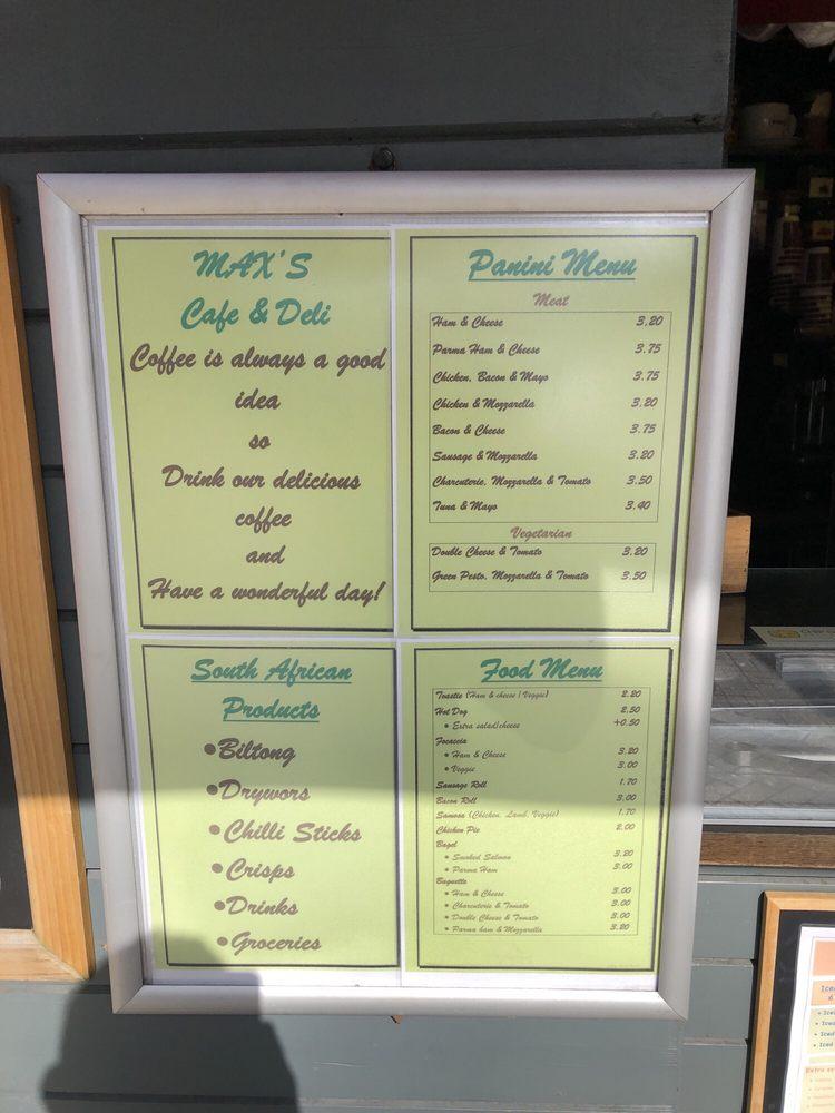 Menu at Max's Cafe & Deli, London