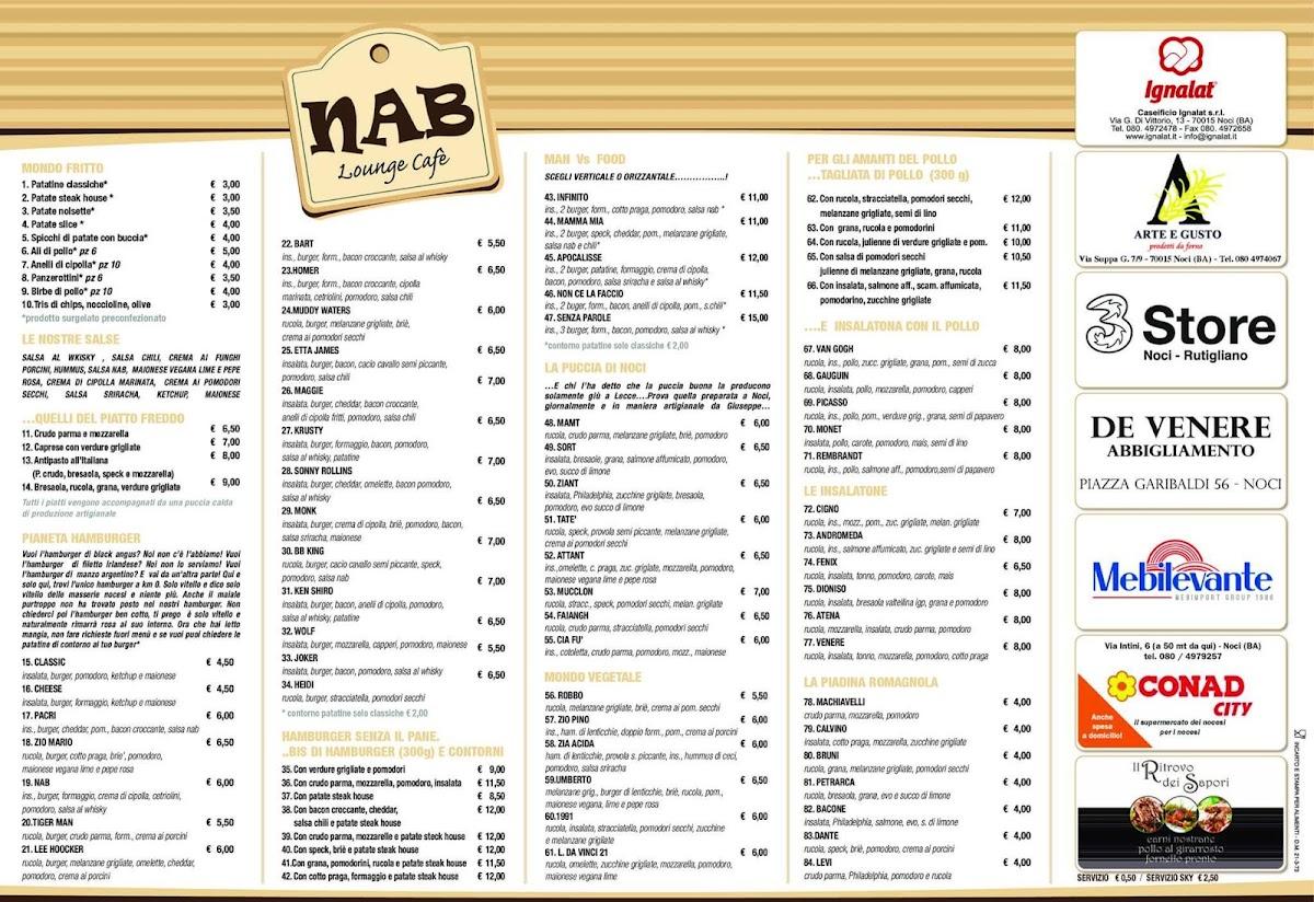 Menu at NAB - New American Bar, Noci