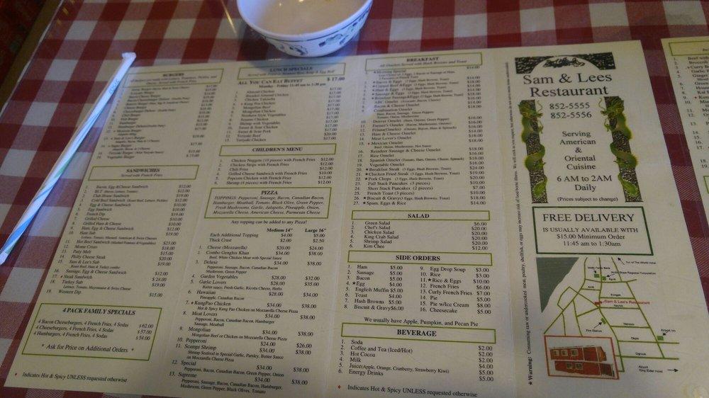 Menu at Sam & Lee's Restaurant, Utqiagvik