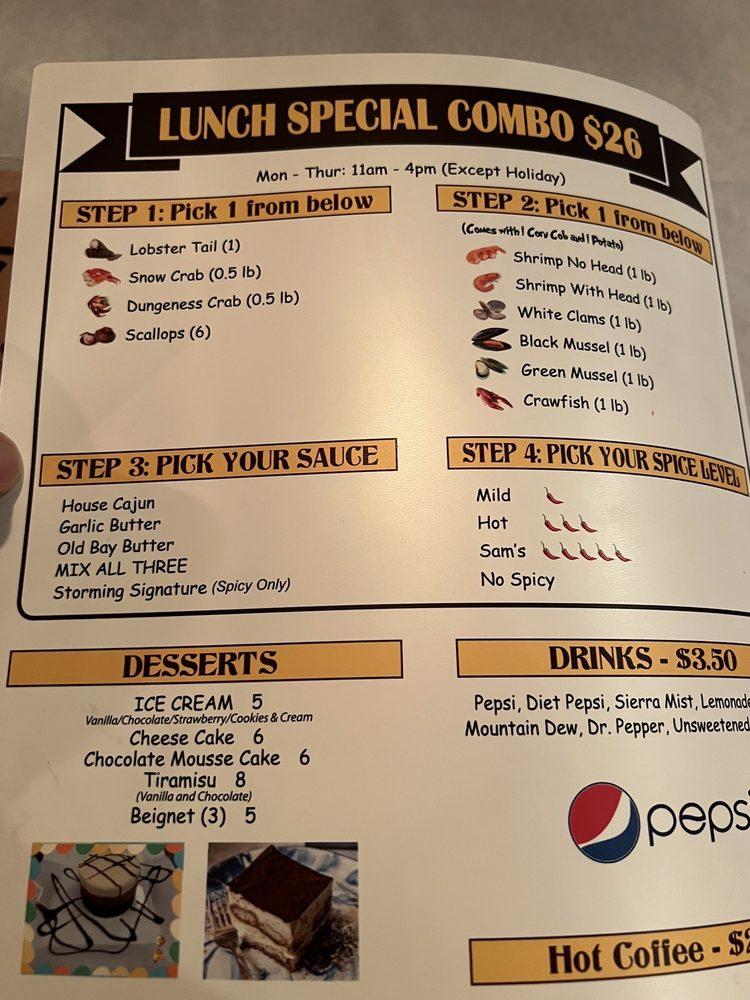 Menu at Storming Crab restaurant, Henderson