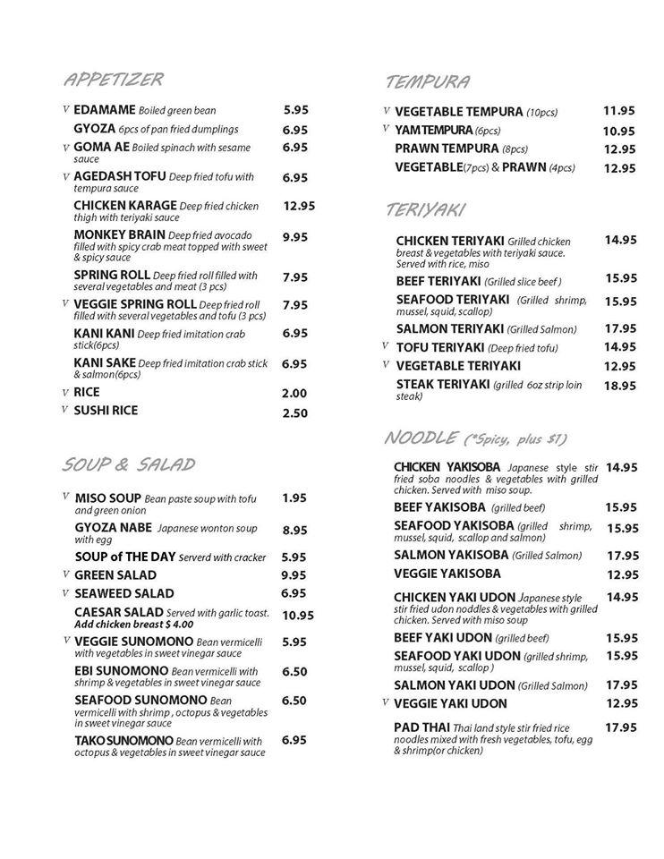 Menu at U-Thi Sushi & Grill restaurant, Chase