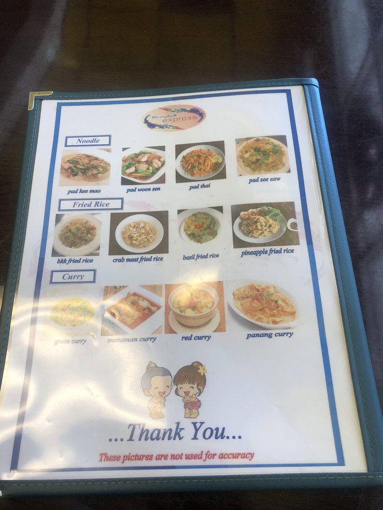 Menu at Bangkok Express restaurant, Newport News