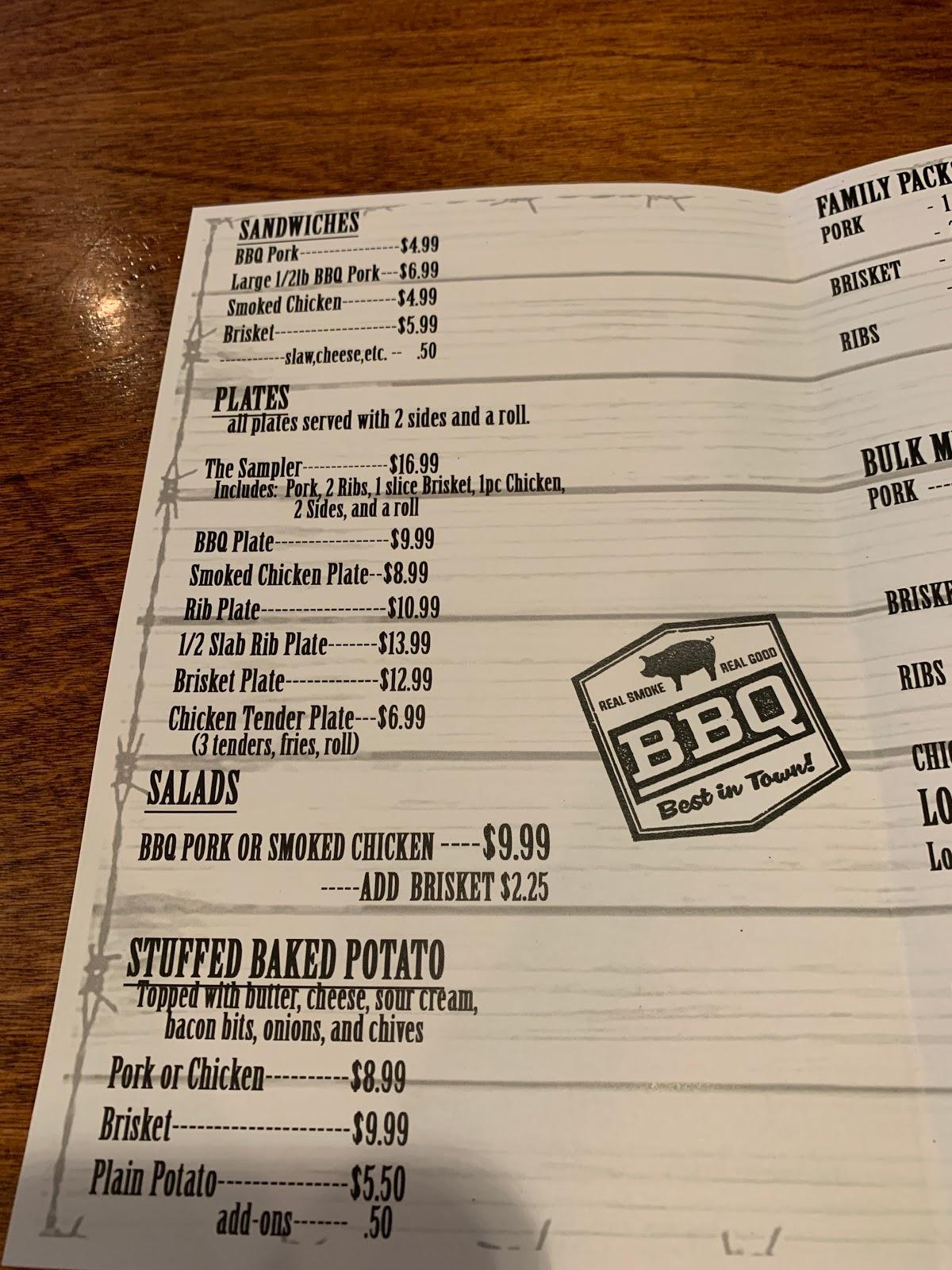 Menu at Big Marv's BBQ, Winchester, Aedc Rd