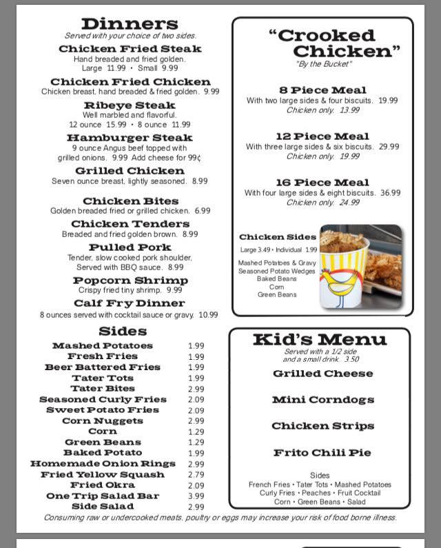Menu at Wildcat Cafe, Seiling, 208 S Main St