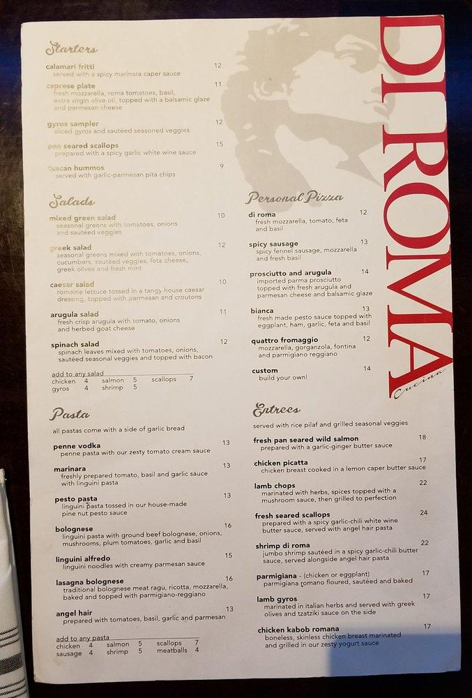 Menu at DI ROMA Cucina pizzeria, Torrance