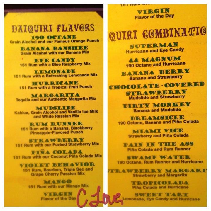 Menu at Fat Tuesday Key West Duval St pub & bar, Key West, 305 Duval St