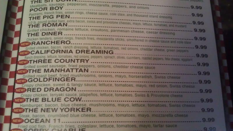 Menu at Italian Friendly Pizza-Grinder pizzeria, Holyoke