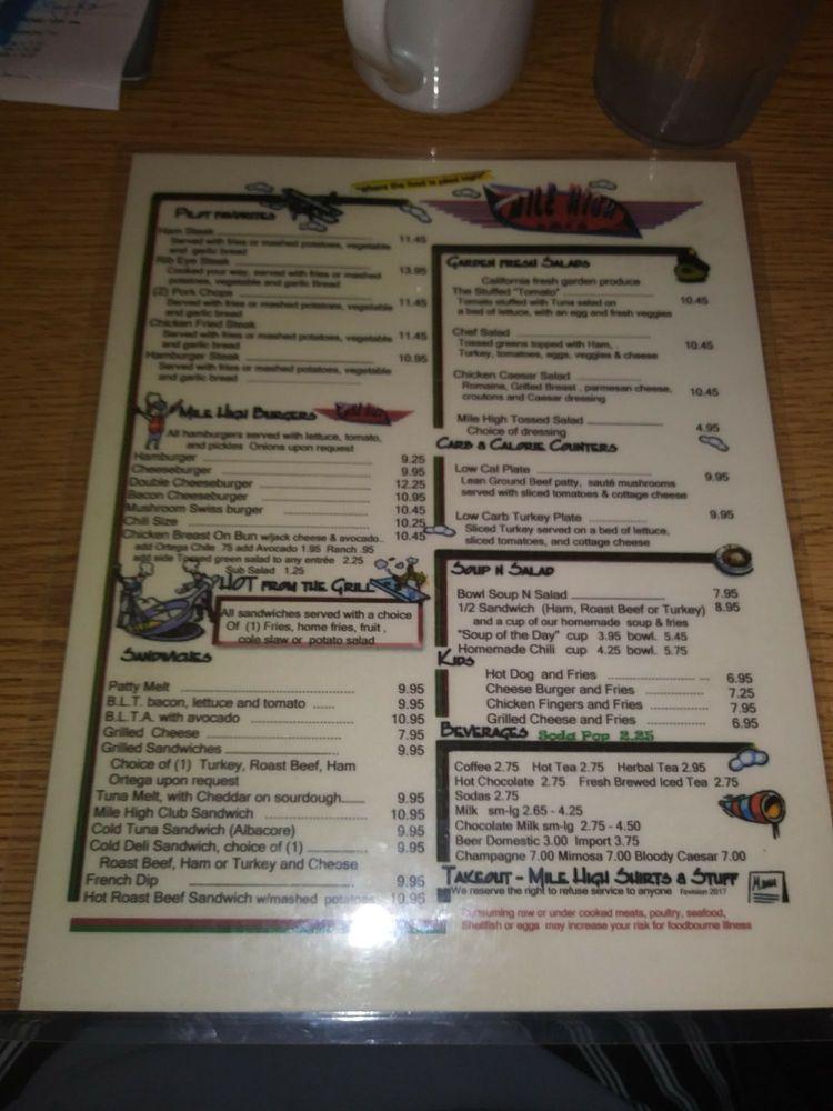 Menu at Mile High Cafe, Hesperia, Orange St