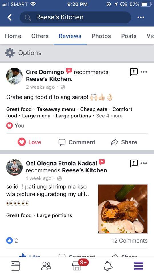 Menu at Reese's Kitchen restaurant, Santa Rosa