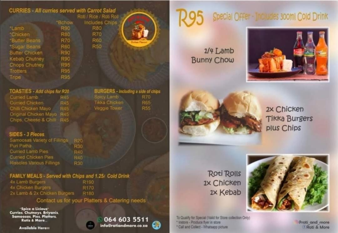 Menu at Roti & More restaurant, Midrand