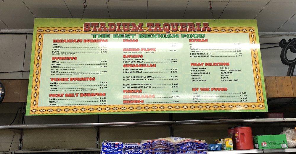Menu at Stadium Liquors, San Jose