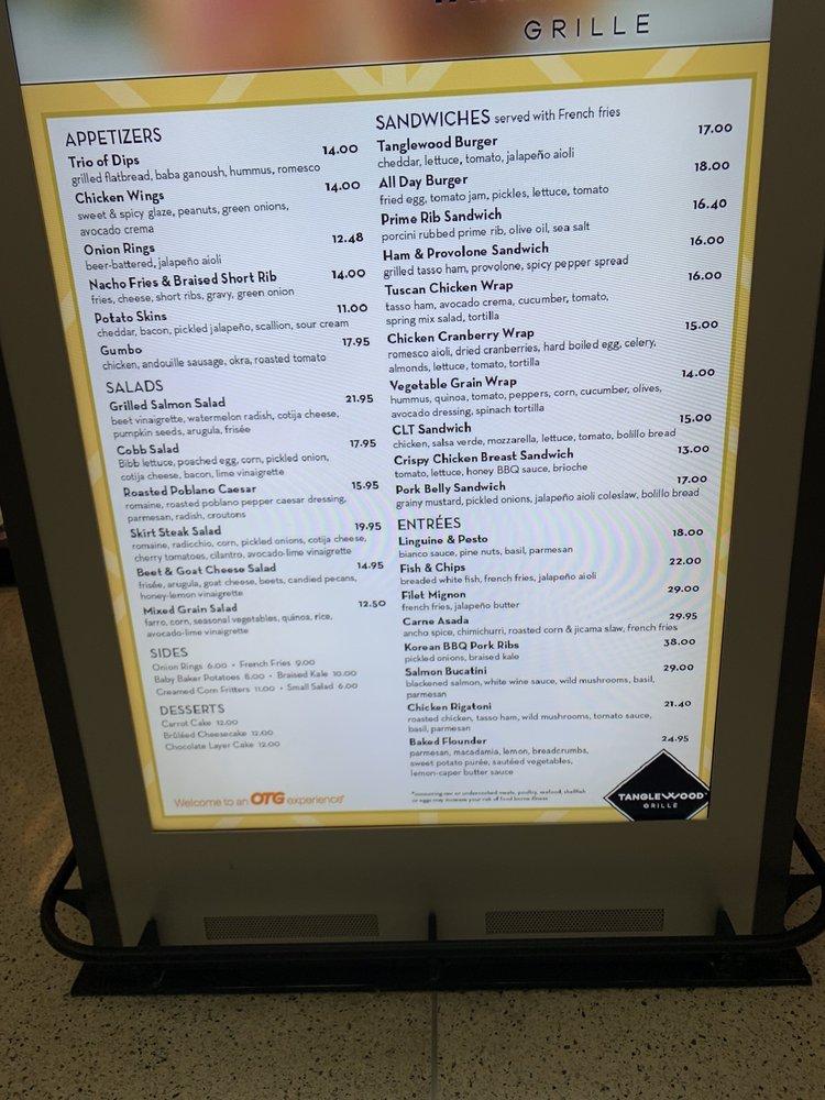 Carta del pub y bar Tanglewood Grille, Houston