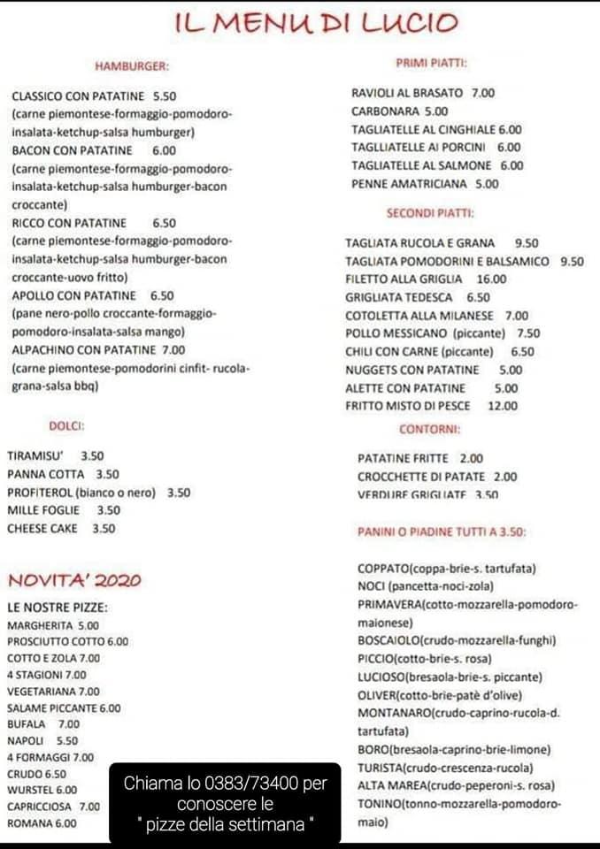 Speisekarte von Bar Da Lucio, Codevilla