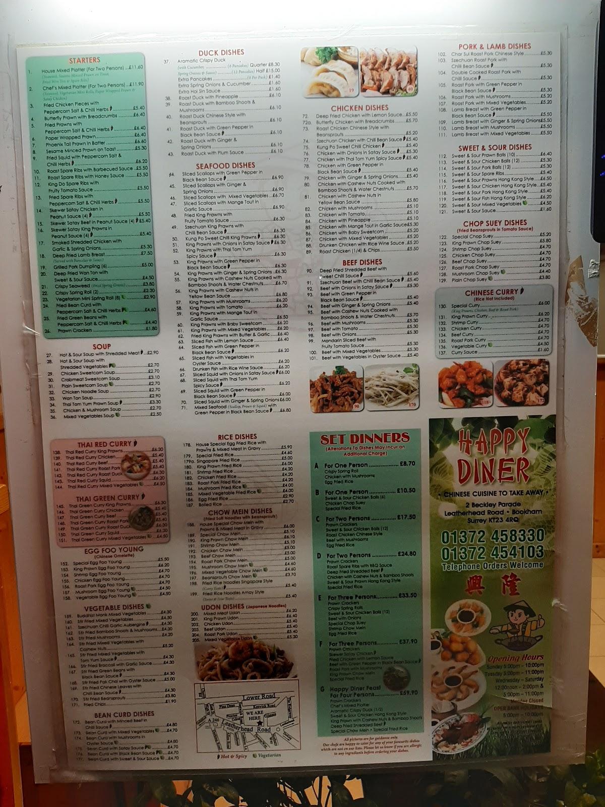 Menu at Happy Diner fast food, Leatherhead