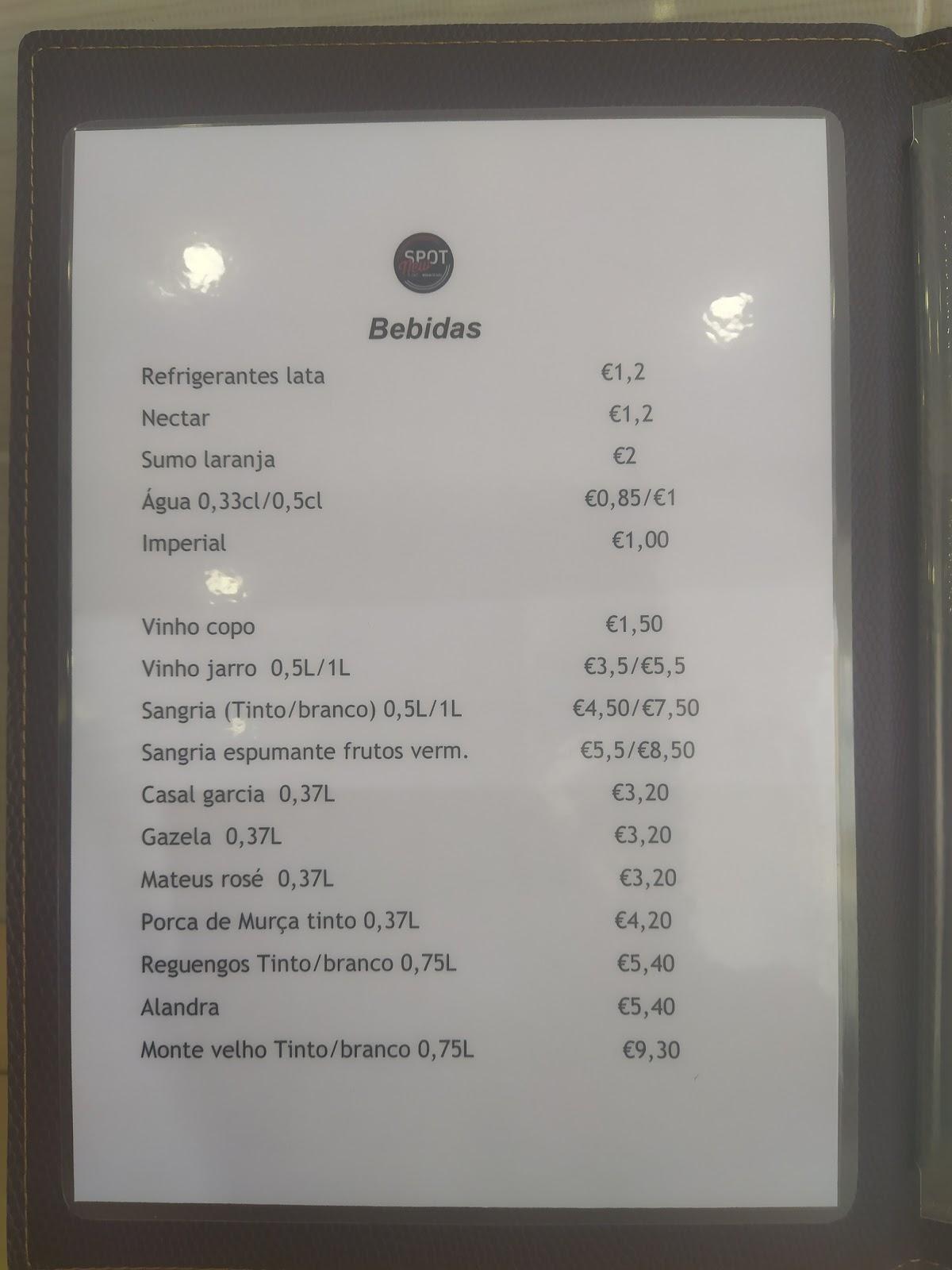 Menu at New Spot Café, Almada