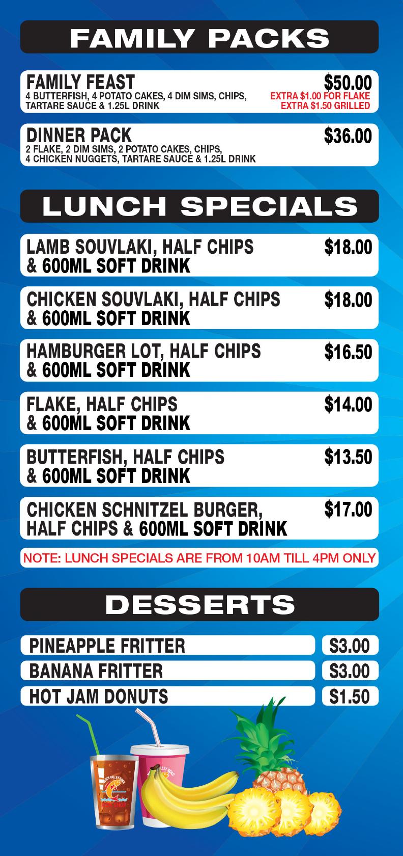 Menu at North Valley RD Fish Shop fast food, Highton