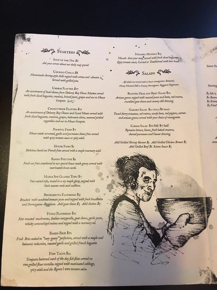Menu at Raven and Republic, North Bay