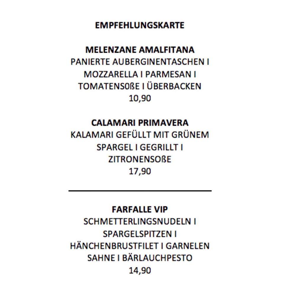 Speisekarte von Ristorante Da Michele restaurant, Senden