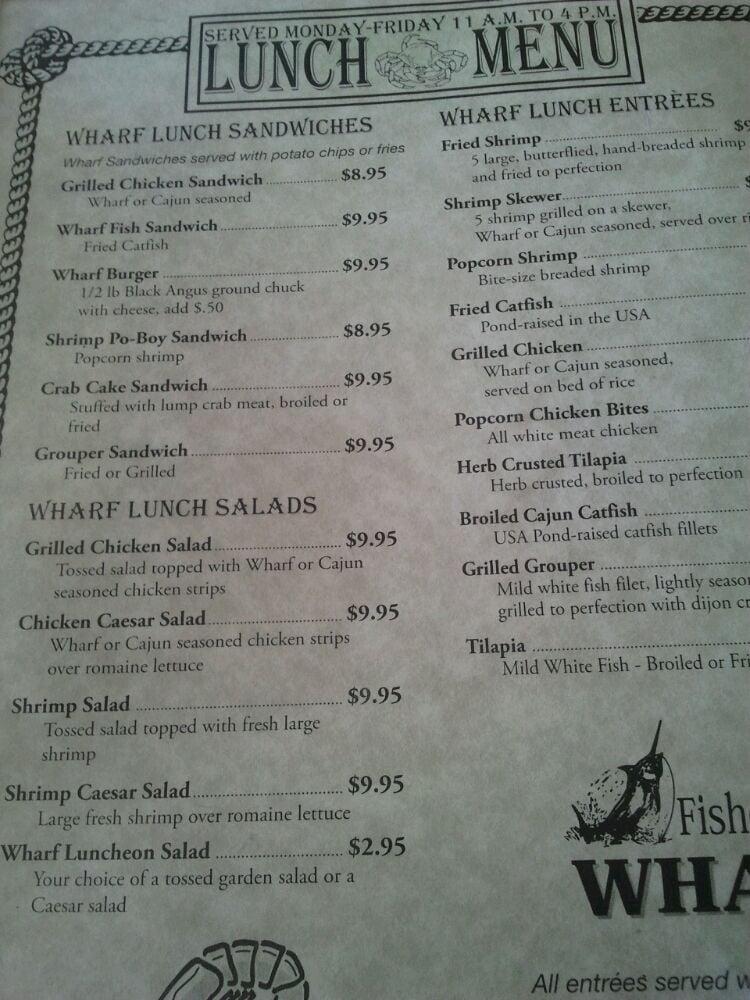 Menu at Fisherman's Wharf Steak & Seafood restaurant, Lake Hamilton