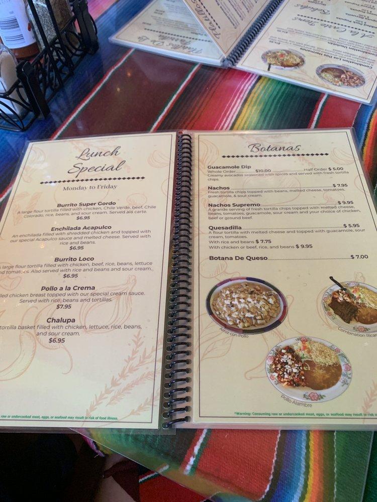 Menu at Los Dos Hermanos restaurant, Keizer