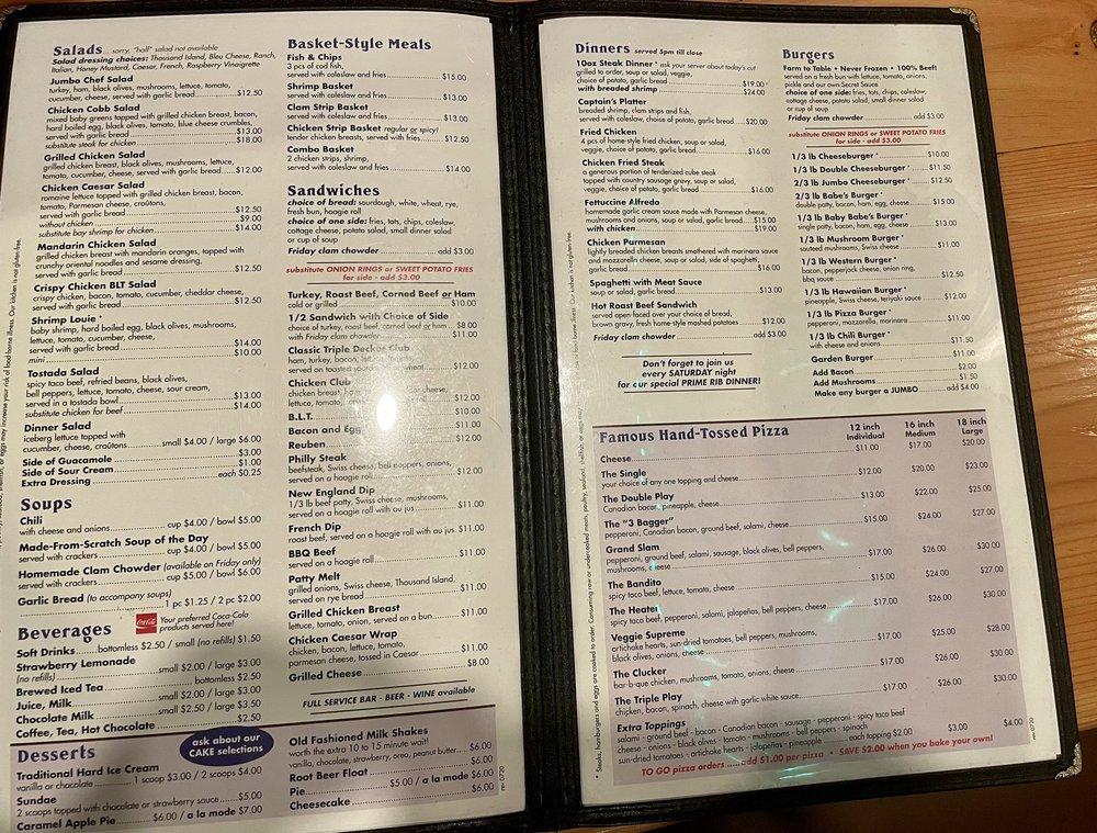 Menu at Redland Cafe, Portland