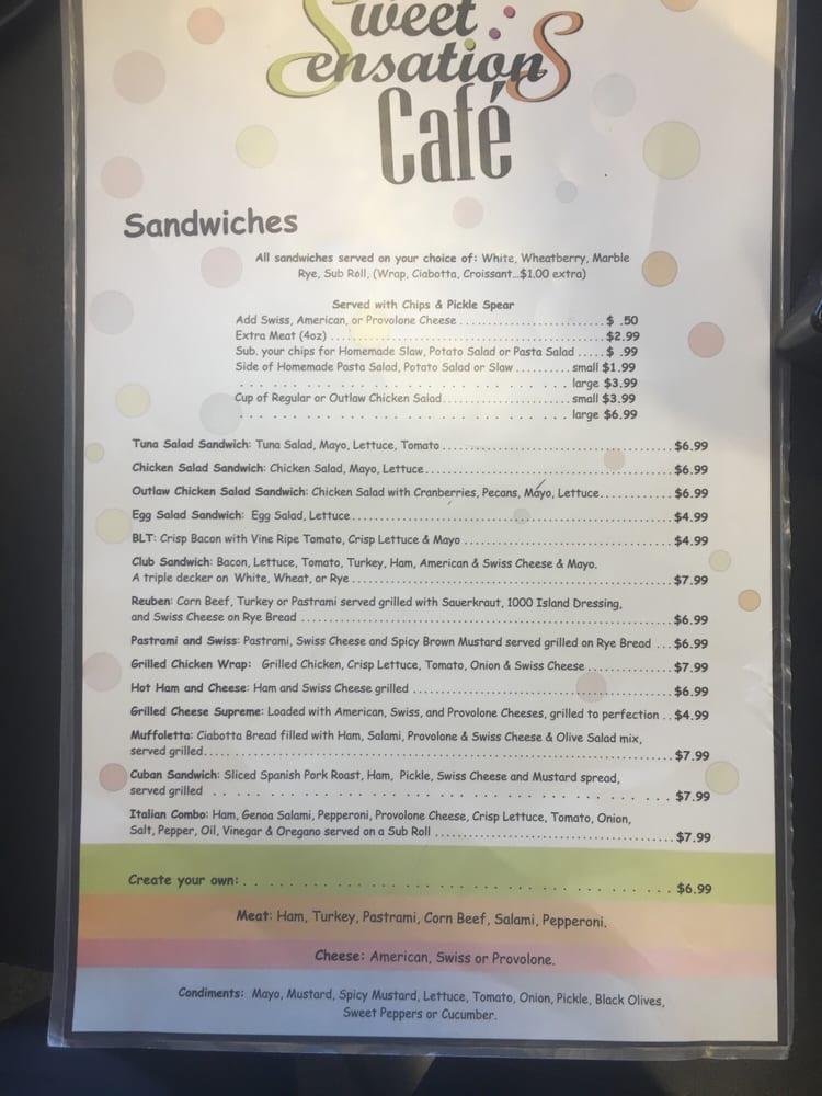 Menu at Sweet Sensations cafe, Green Cove Springs