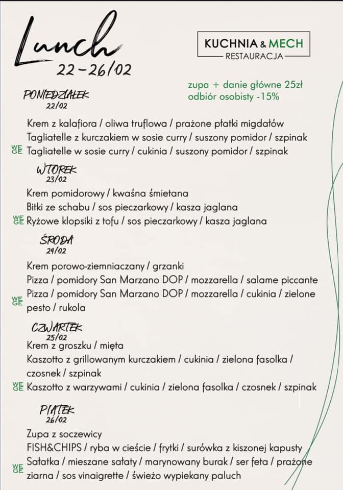 Menu at Kuchnia&Mech restaurant, Poznań