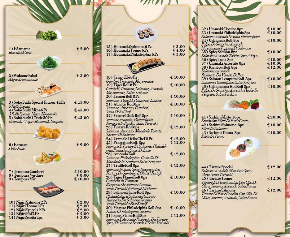 Menu da ALOHA SUSHI pub & bar, Rossano Stazione