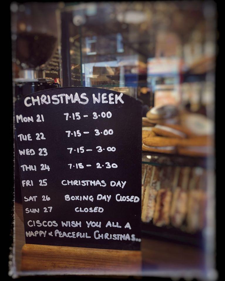 Menu at Cisco's Cafe, Stirling