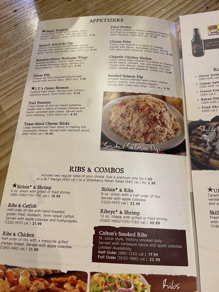 Menu at Colton's Steak House & Grill steakhouse, West Plains