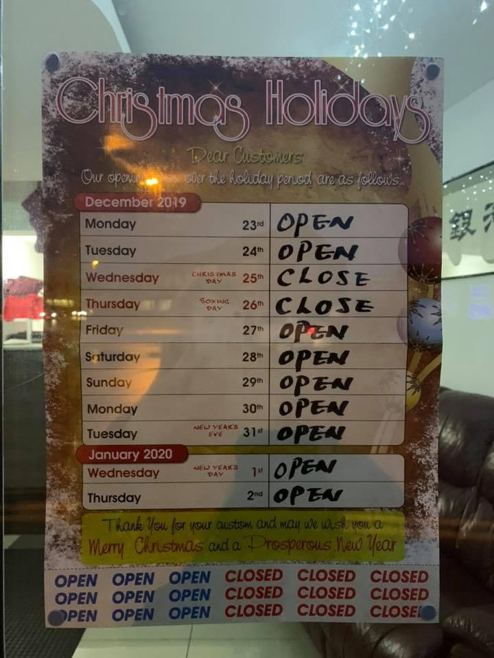 Menu at Silver River restaurant, Peterborough