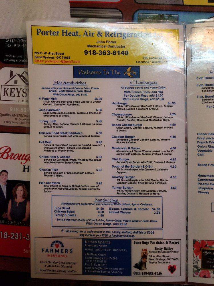 Menu at Crescent Cafe, Sand Springs