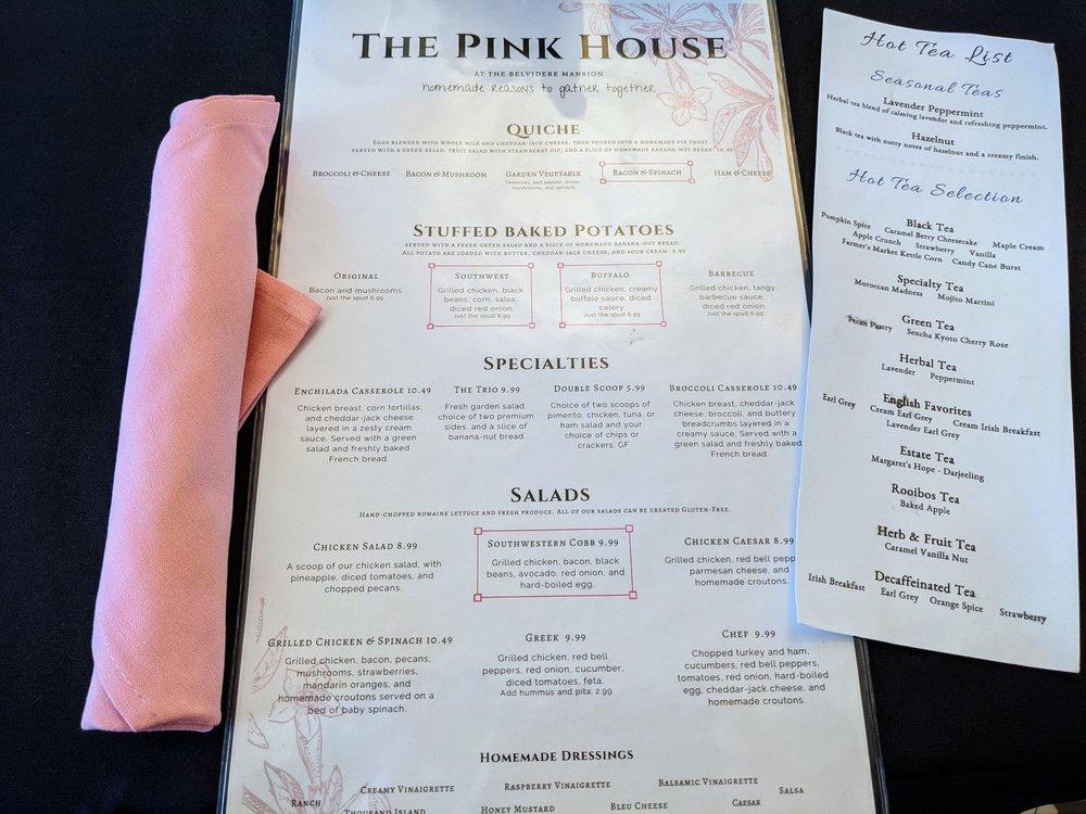 Menu at The Pink House restaurant, Claremore