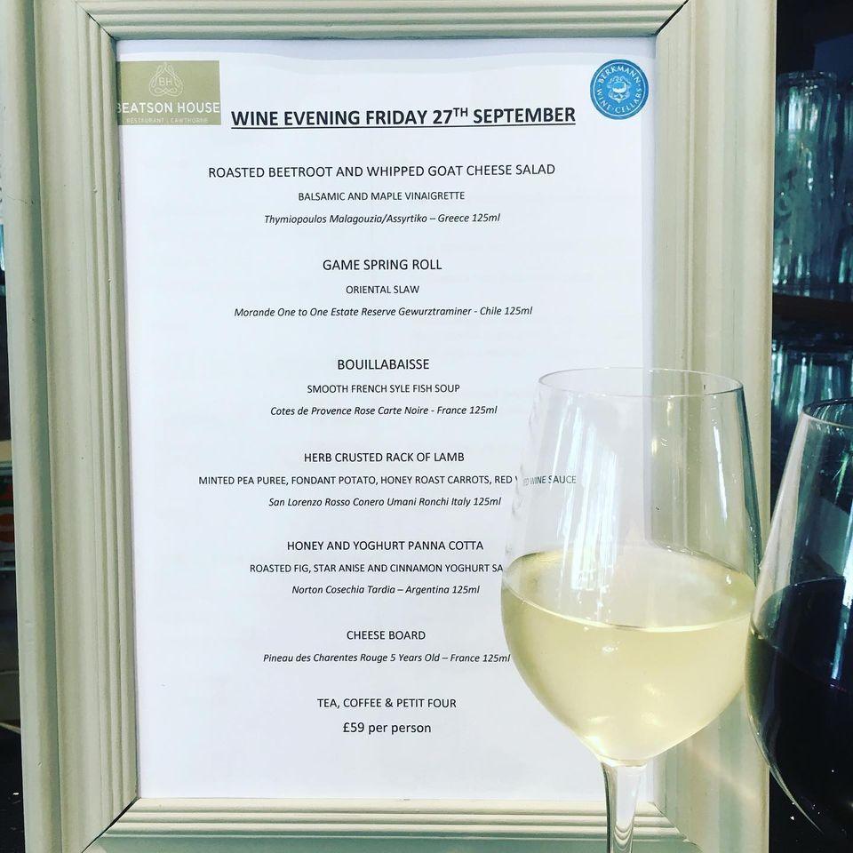 Menu at Beatson House Restaurant, Barnsley