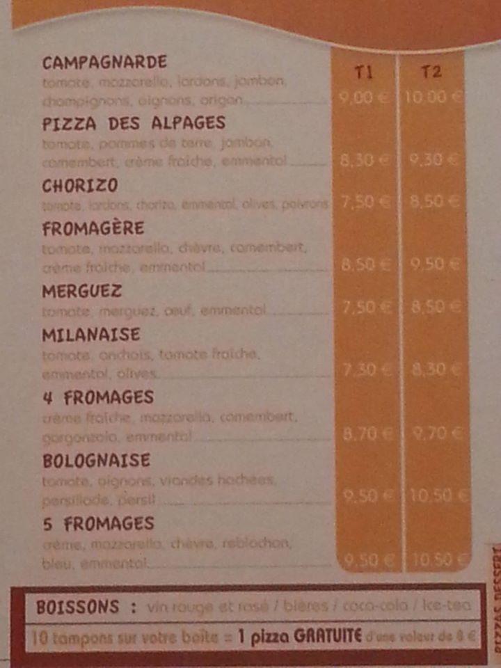 Menu at Coco Pizza pizzeria, Vix