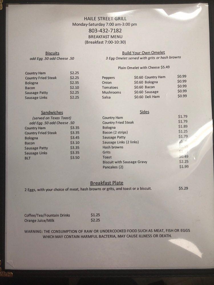 Carta de barbacoa Haile Street Grill, Camden