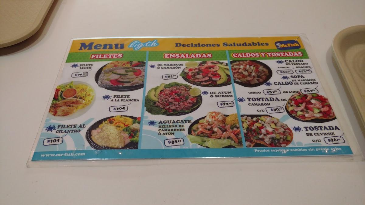 Menu at MR FISH restaurant, Mexico City, Guillermo González Camarena 1205