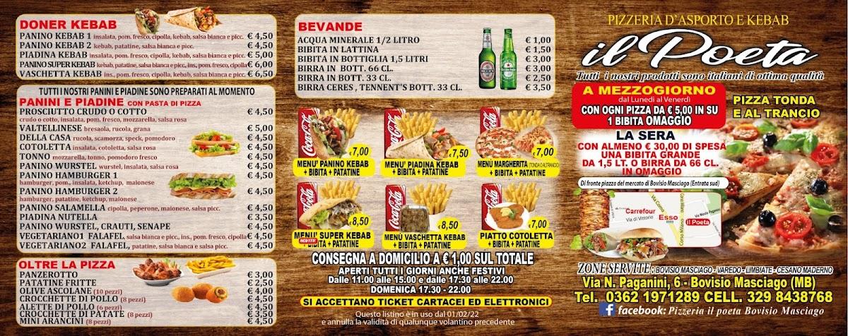 Menu at Pizzeria Il Poeta, Bovisio-Masciago
