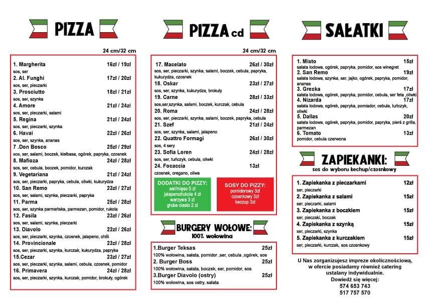 Menu at Restauracja i Pizzeria - San Remo, Knurów