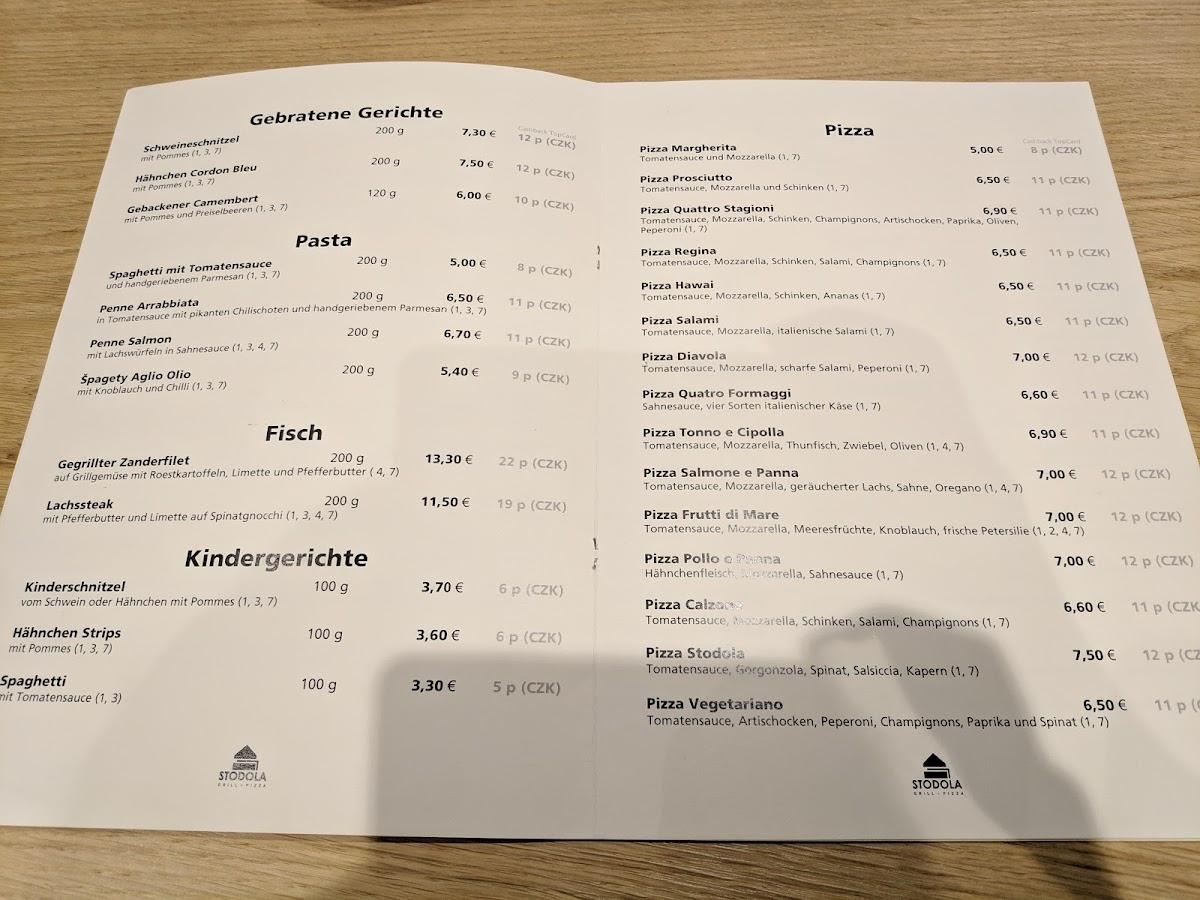 Carta de Restaurant STODOLA - grill&pizza, Česká Kubice