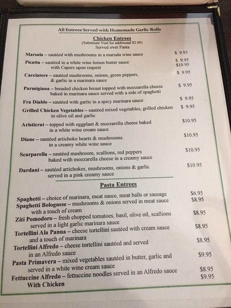 Menu at Italian Village restaurant, Corsicana