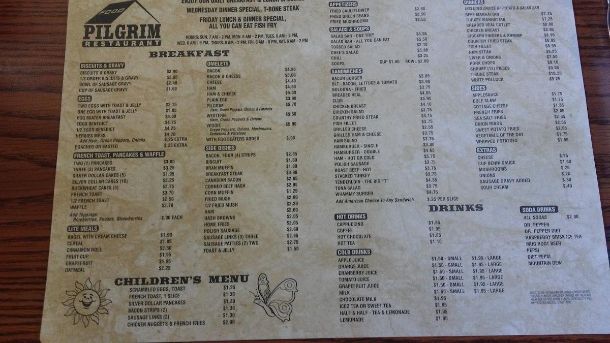 Menu at Pilgrim Family Restaurant, Findlay