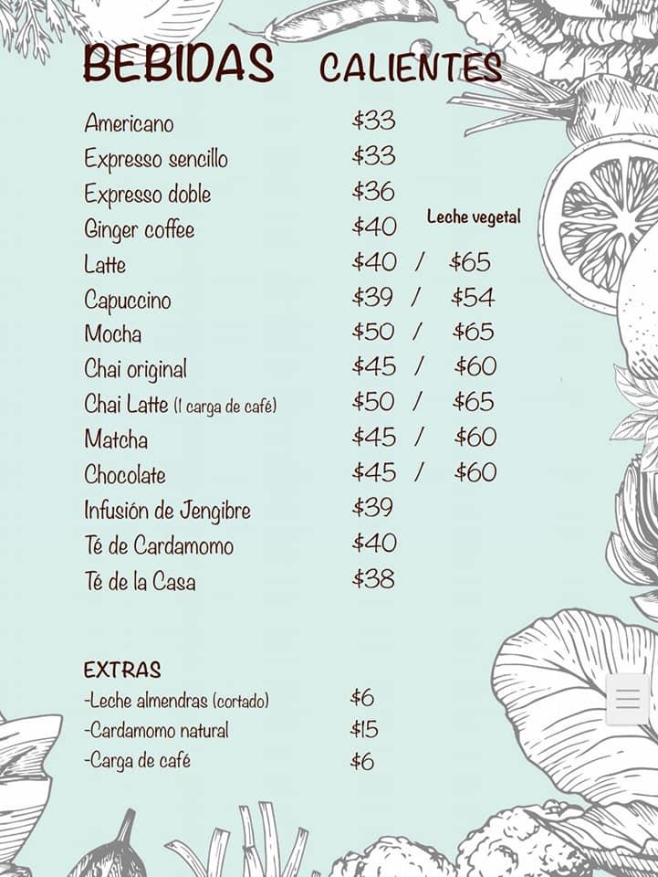 Menu at Bejuco Cafetería - Bar, Mexico City