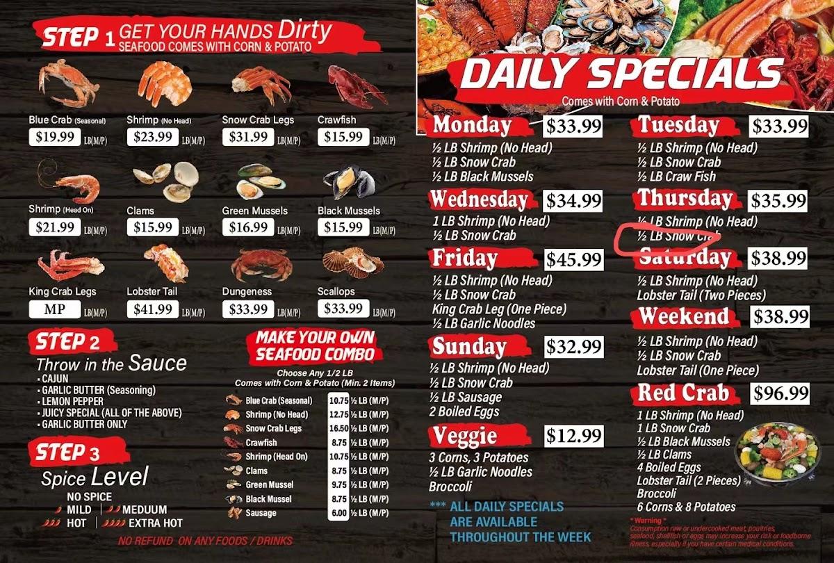 Menu at Red Crab - Juicy Seafood restaurant, Brooklyn