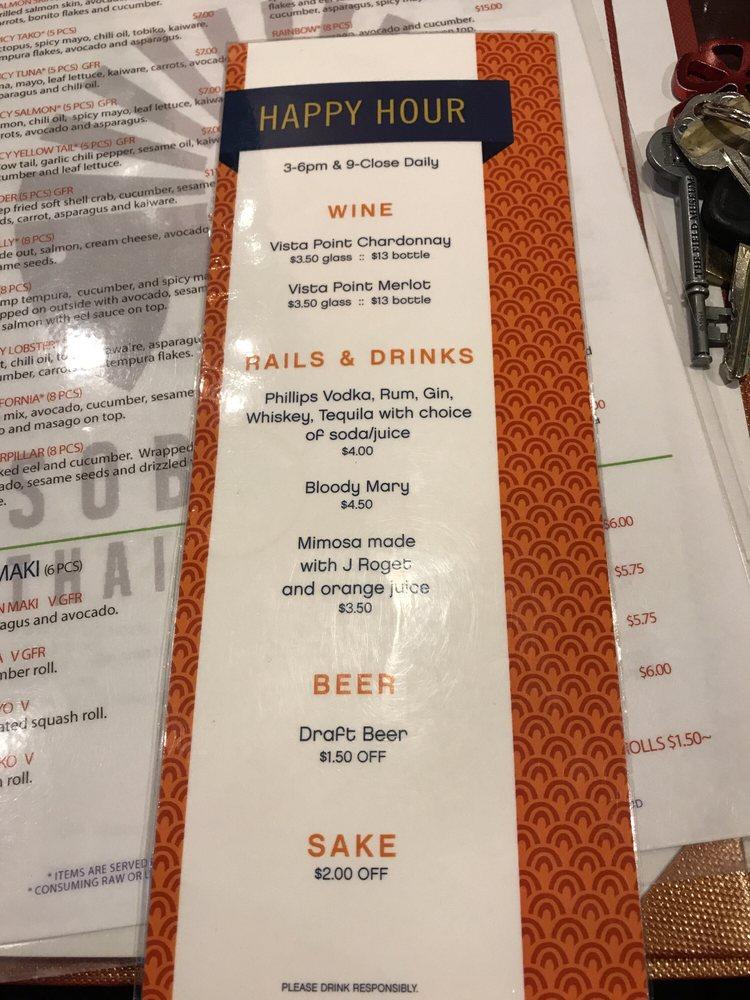 Menu at Soberfish restaurant, Minneapolis