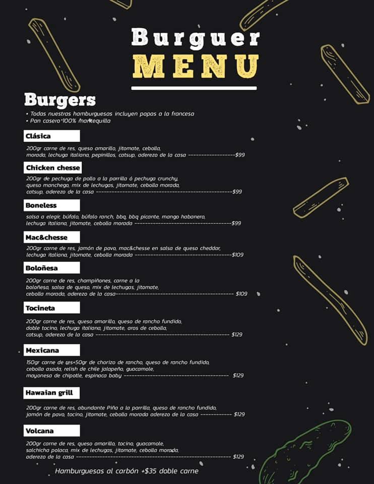 Menu at Volcano Grill Mx restaurant, Tampico