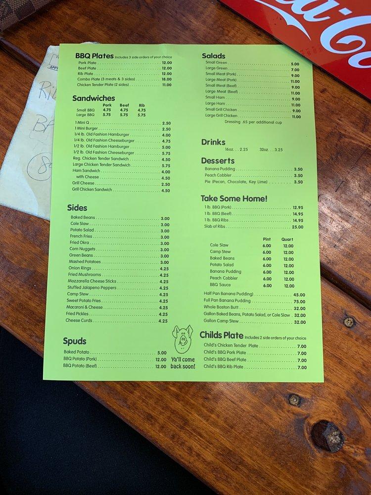 Menu at Chris' Bar-B-Que, Prattville, 105 US-82