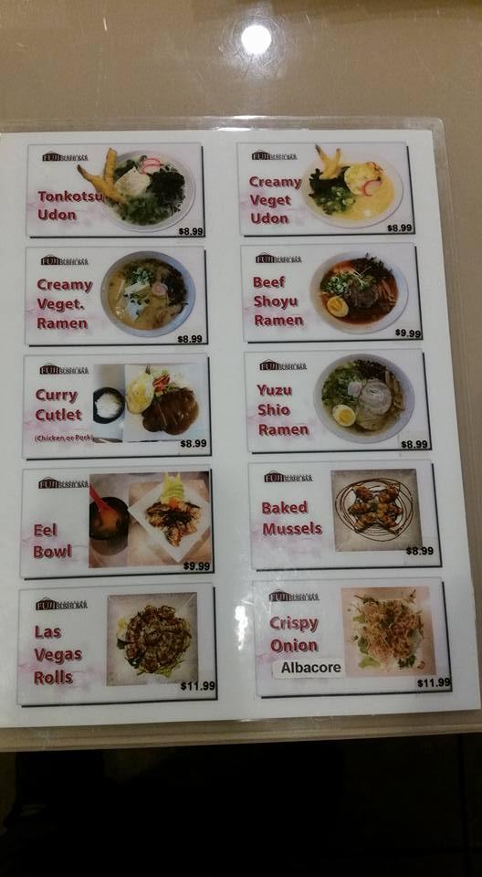 Menu at Fuji Revolving Sushi Bar, Cypress