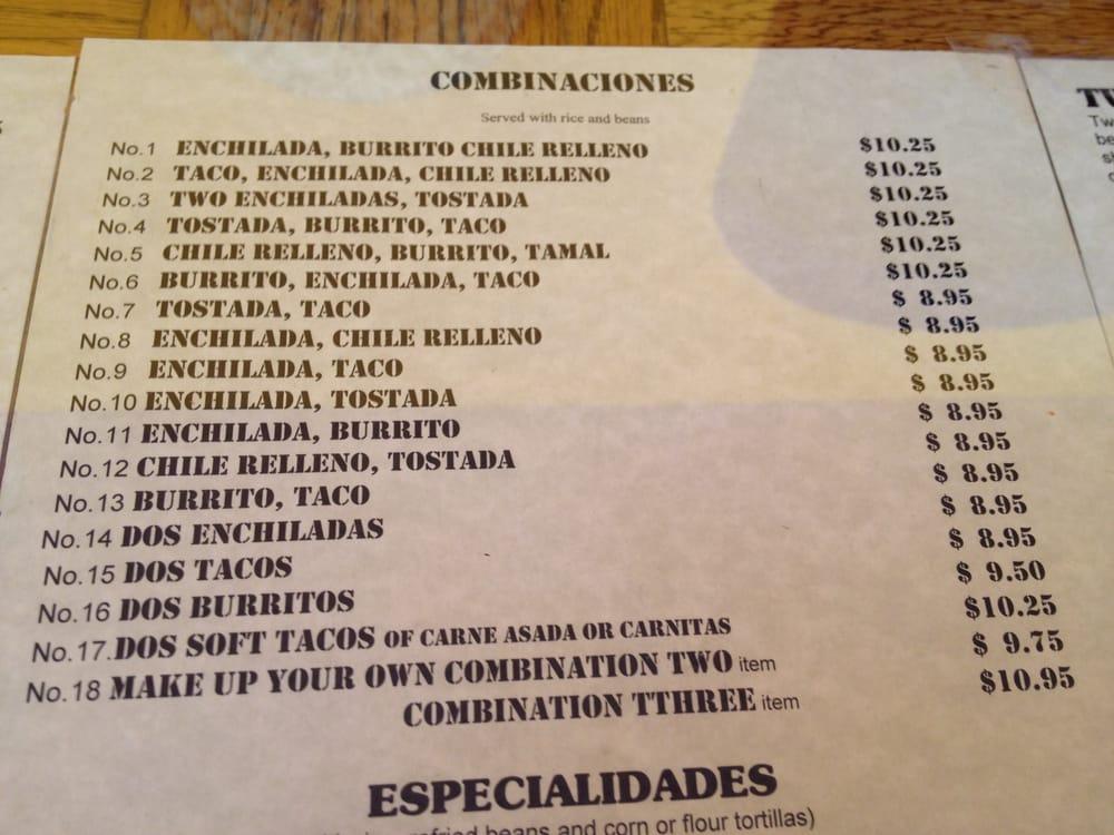 Menu at El Azteca Restaurant, Fairfield
